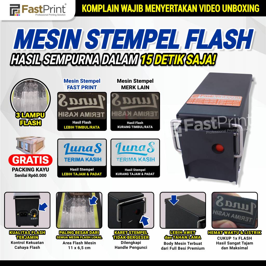 Jual Fast Print Mesin Stempel Flash Kilat 3 Lampu Premium Full Plat ...
