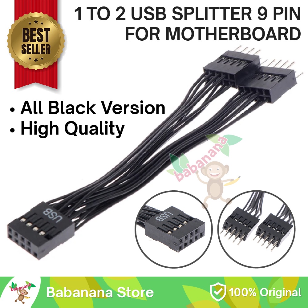 Jual Kabel Extension Splitter USB 9 pin Motherboard 1 Female to 2 Male ...