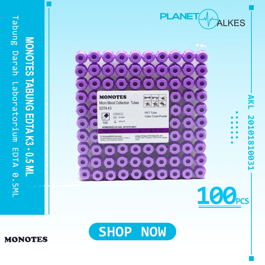 Jual Tabung EDTA K3 Micro Blood Collection Tube MONOTES / Tabung Darah ...