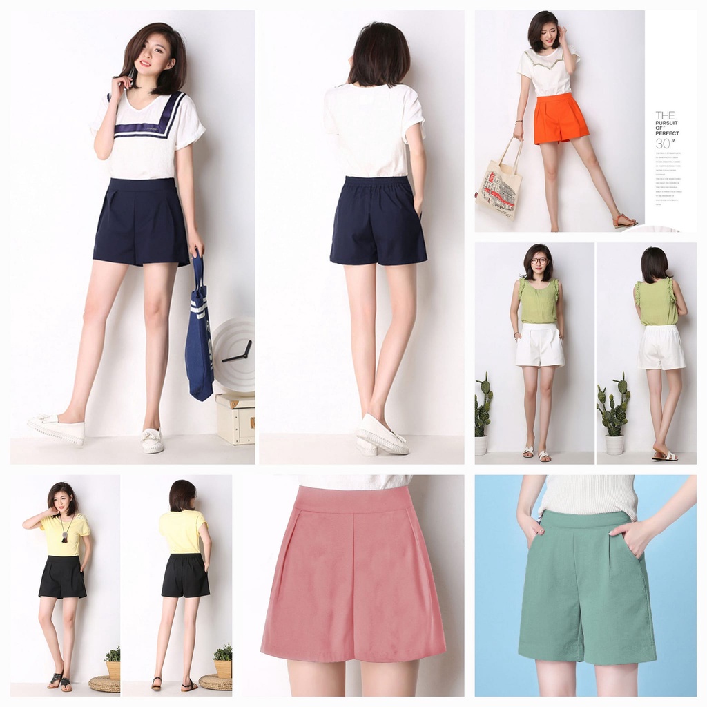 Jual Celana Pendek Casual Wanita Impor Hitam, Putih, Pink, Orange, Navy, Green | Shopee Indonesia
