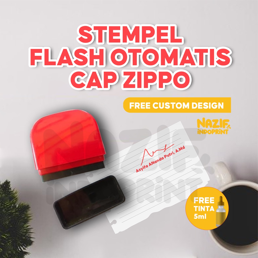 Jual Stempel Flash Zippo Otomatis / Cap Nama Dokter Perawat Nomor ...