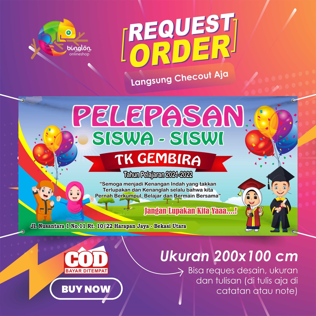 Jual Size 200x100 Cm, Spanduk Banner Pelepasan Siswa, Perpisahan ...