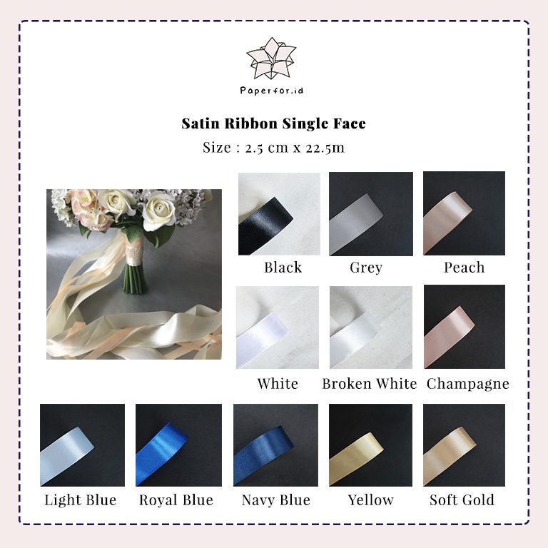 Jual Pita Satin 2.5cm 25 yard Pita Buket Bunga / Pita hiasan | Shopee ...
