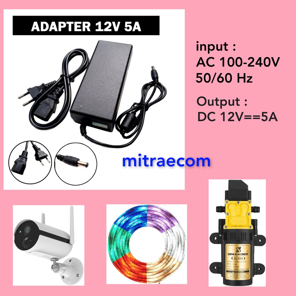 Jual Adaptor / Adapter 12V 5A Power Supply AC ke DC 12V5A ( Ada Notif ...