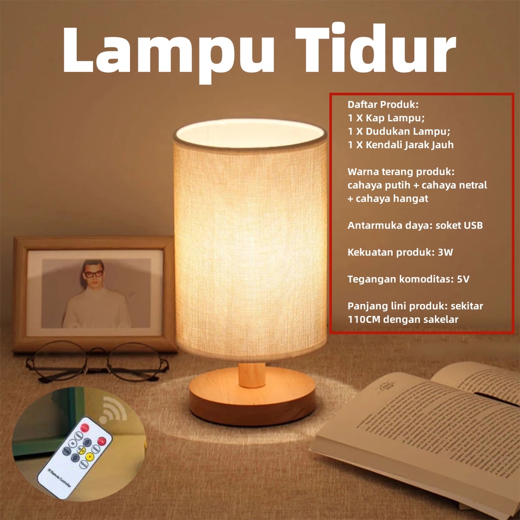 Jual Lampu Meja LED Lampu Tidur Tiga Warna Lampu Retro LED Lampu Bedroom Lampu Remote Lampu ...