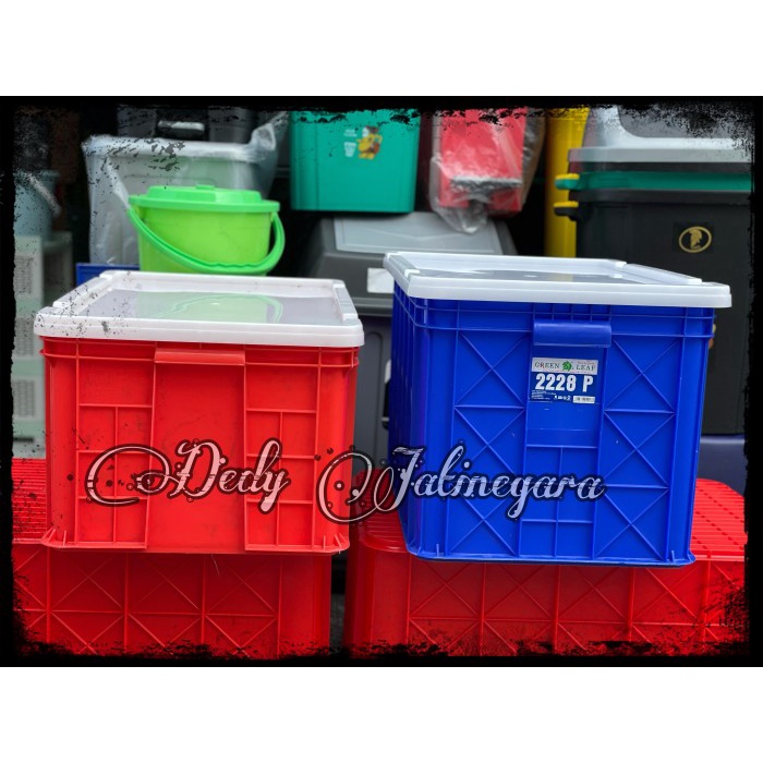 Jual Terlaris Green Leaf Container Box Induster + Tutup 2227 P - 2228 P/ Keranjang | Shopee ...