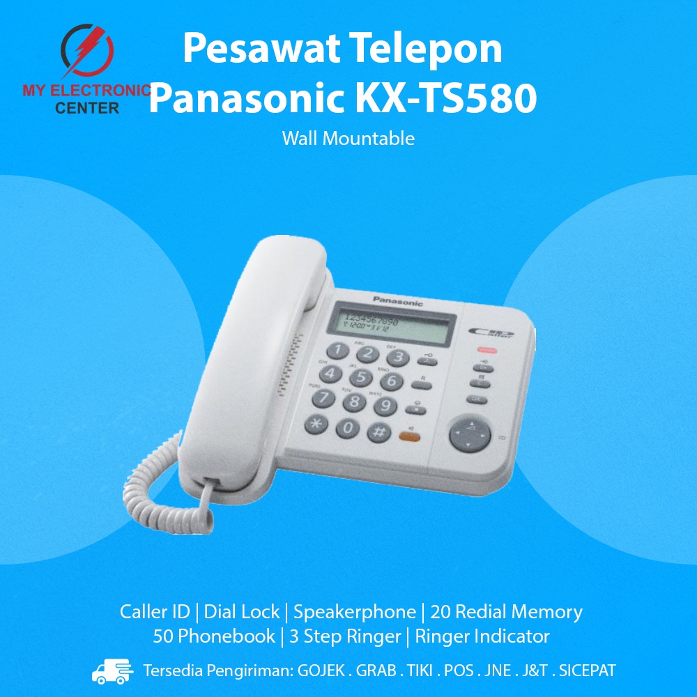 Jual Telepon Kabel Panasonic KX-TS580 Telepon Dinding Rumah Kantor Indihome - White | Shopee ...