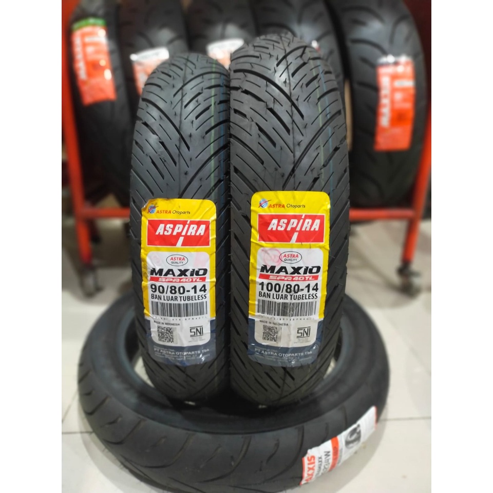 Jual Ban Motor ASPIRA MAXIO SPR 40 90/80-14 dan 100/80-14 Sepasang Tubeless Original Ring 14 ...