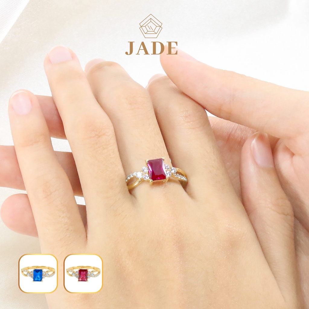 Jual JADE - Cincin Emas Asli Model Rantai Baguette Besar Batu Permata ...