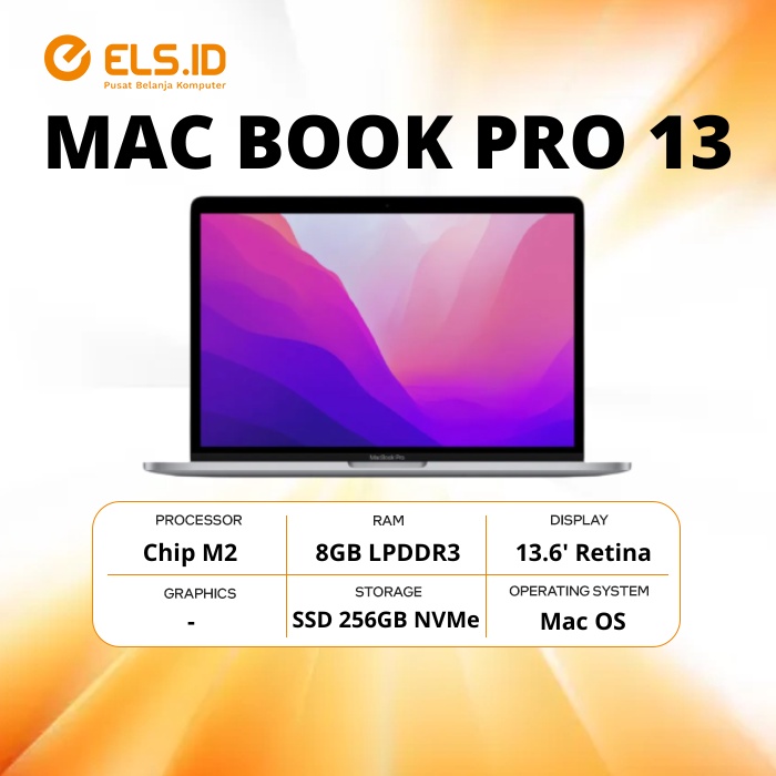 Jual Mac Book Pro 13 2022 Chip M2 8GB LPDDR3 SSD 256GB 13' Retina Magic ...