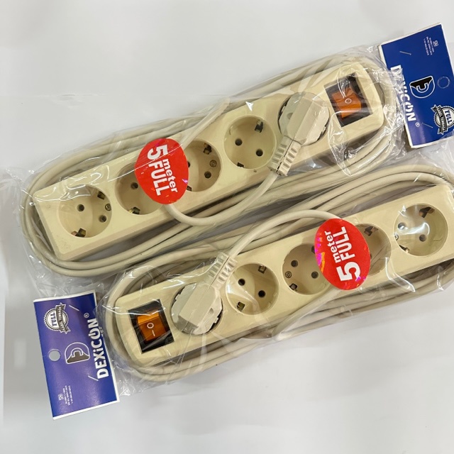 Jual Stop Kontak Kabel + Arde 3/5 Lubang DEXICON 5 Meter | Shopee Indonesia