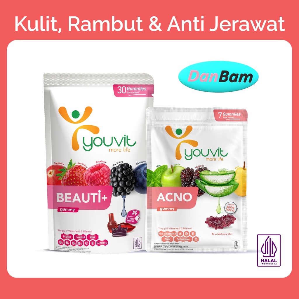 Jual Youvit Beauti+ 30 Hari & Youvit AcNO 7 Hari untuk Rambut Rontok ...