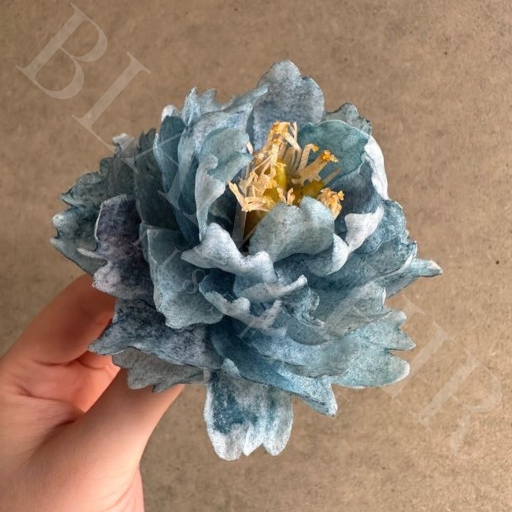 Jual wafer paper flower | wafer paper Peony blue | edible flower ...