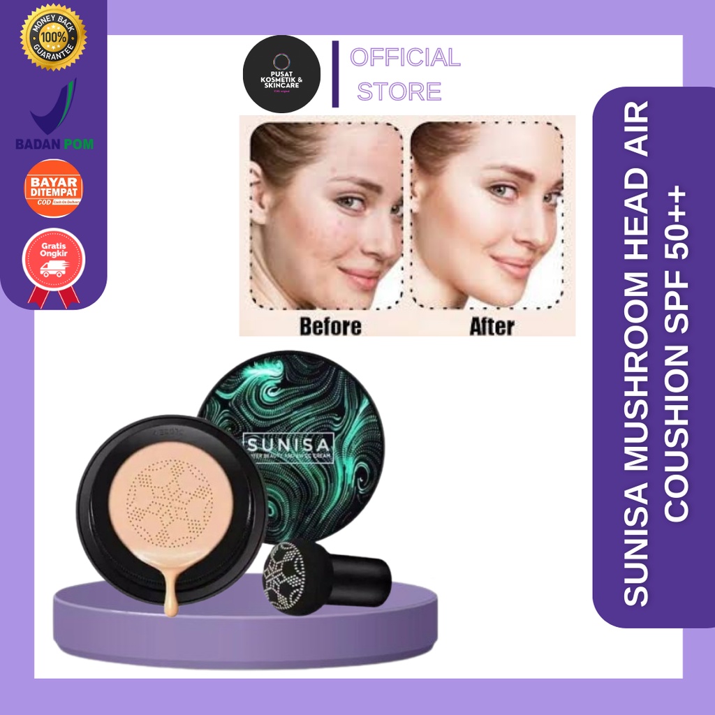 Jual SUNISA MUSHROOM HEAD AIR COUSHION SPF 50++- CC CREAM - FOUNDATION BB CREAM | Shopee Indonesia