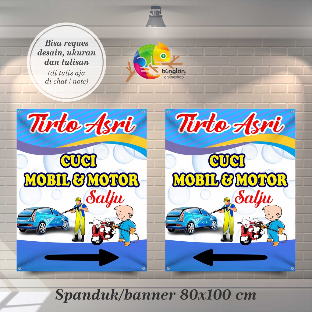 Jual Spanduk Banner 80x100 Cm Plang Spanduk Cucian Motor Cuci Mobil