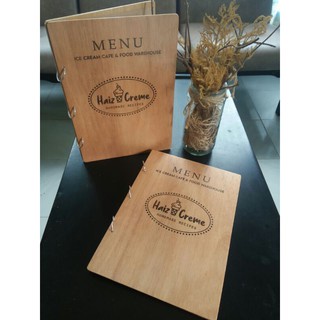 Jual Papan Menu Custom Logo 1 Lembar kayu Dengan Ring Ukuran A4 22x31cm ...
