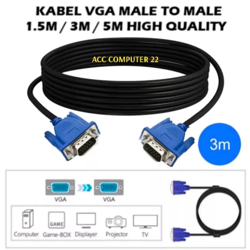 Jual KABEL VGA TO VGA 3 METER / KABEL VGA 3M | Shopee Indonesia
