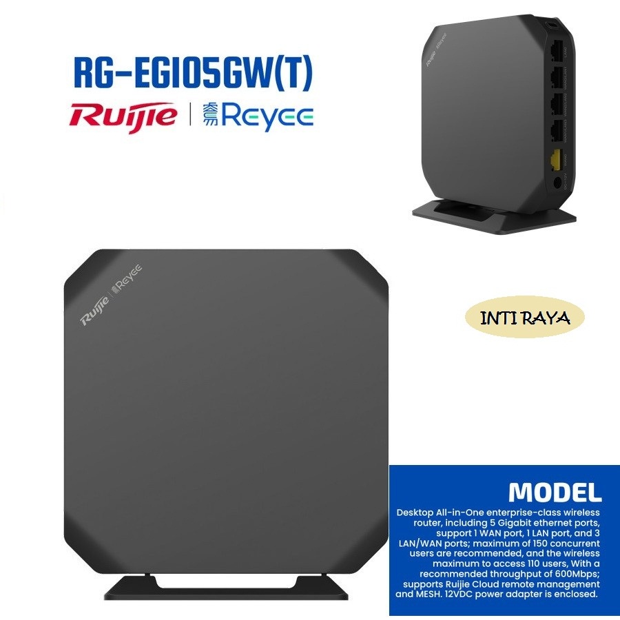 Jual RG-EG105GW(T) Ruijie Reyee Wi-Fi 5 1267Mbps Wireless Business Router EG105 GWT | Shopee ...