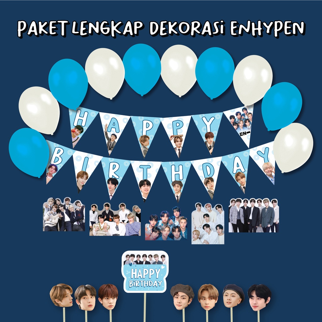 Jual PAKET DEKORASI ENHYPEN BANNER HAPPY BIRTHDAY ULANG TAHUN TOPPER ...