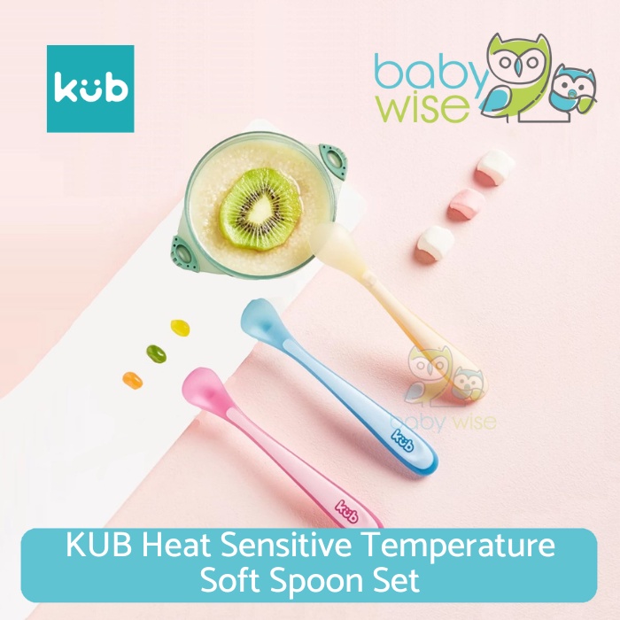 Jual KUB Heat Sensitive Temperature Soft Spoon Set - Sendok Makan Anak ...
