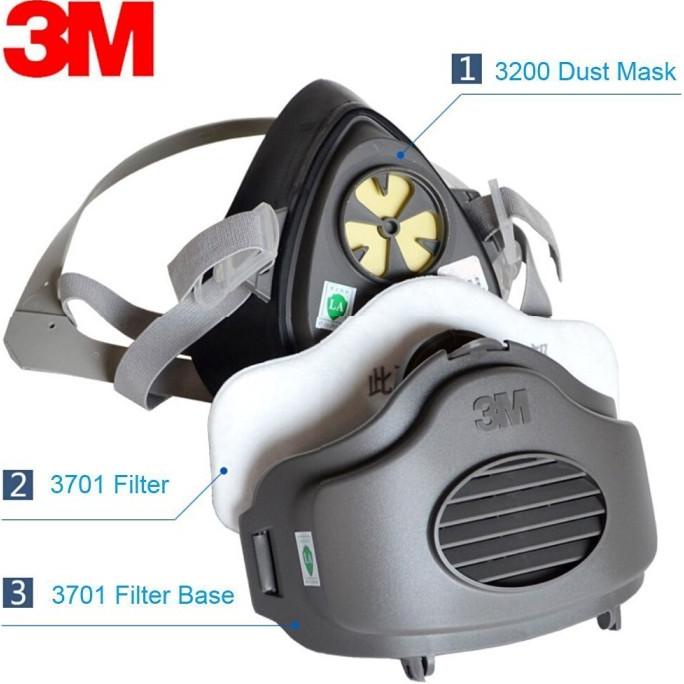 Jual MASKER 3M 3200 SET HALF FACE MASK RESPIRATOR SINGLE CARTRIDGE FULL ...