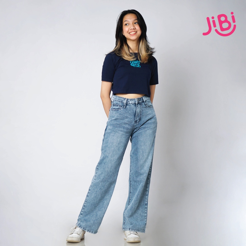 Jual JIBI - Chic Culottes Jeans - Whisker Snow - Highwaist Jeans ...