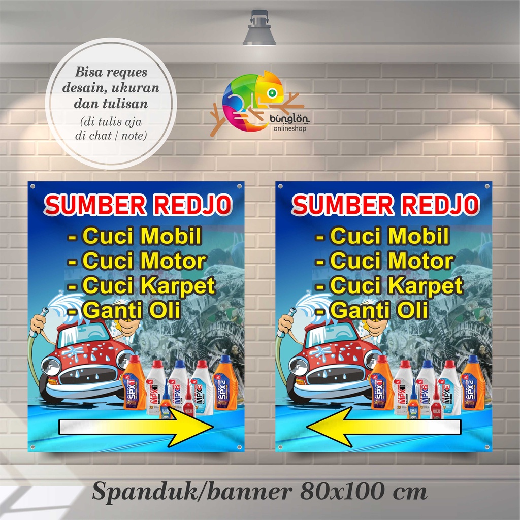 Jual Spanduk Banner 80x100 Cm Plang Spanduk Cucian Motor Cuci Mobil
