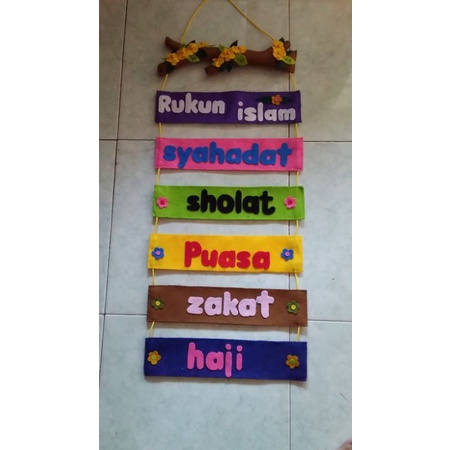 Jual hiasan dinding kelas rukun islam prakarya flanel rukun islam hiasan dinding gantungan untuk ...