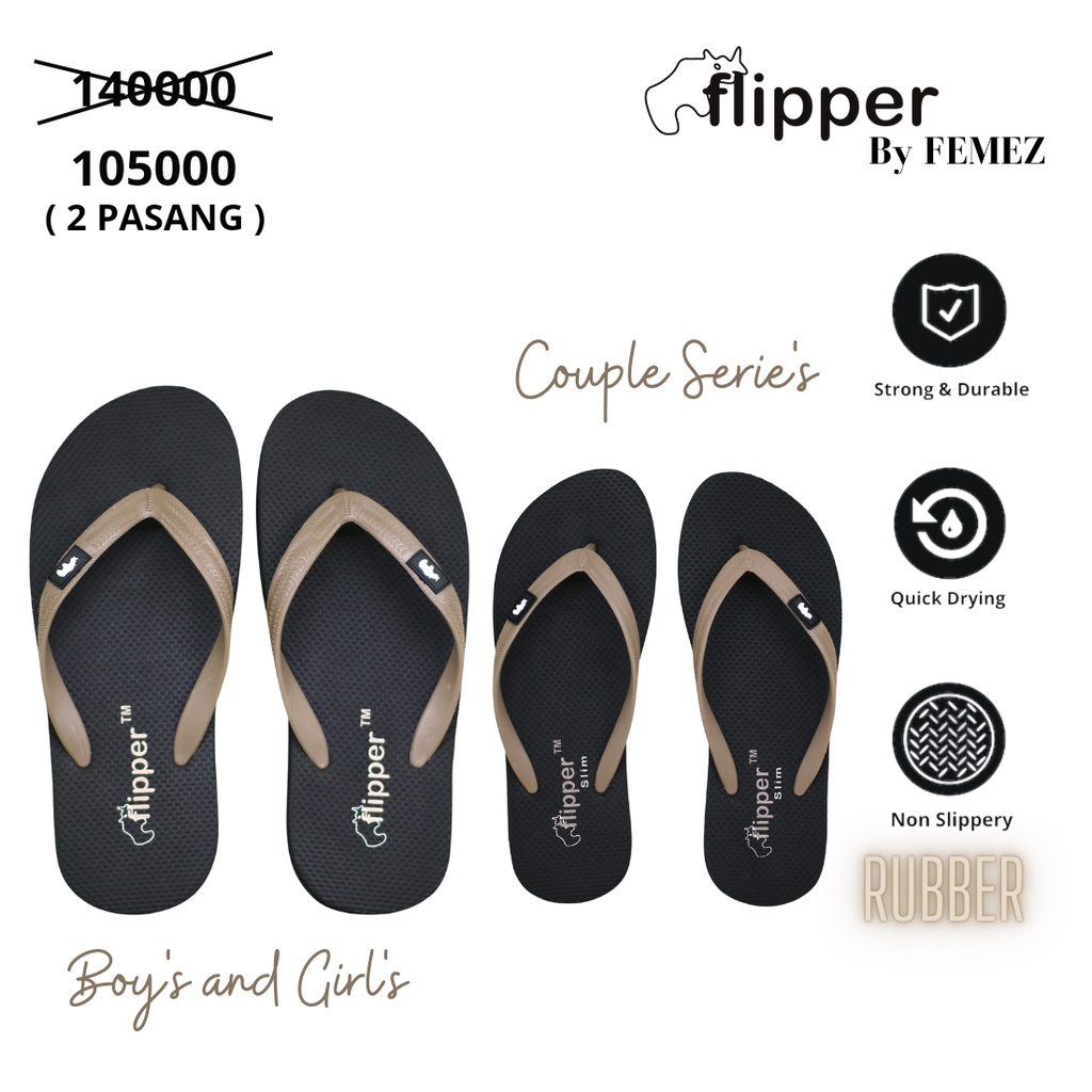 Jual Original Sandal Jepi FLIPPER By FEMEZ Hitam Coklat Couple Edition ...