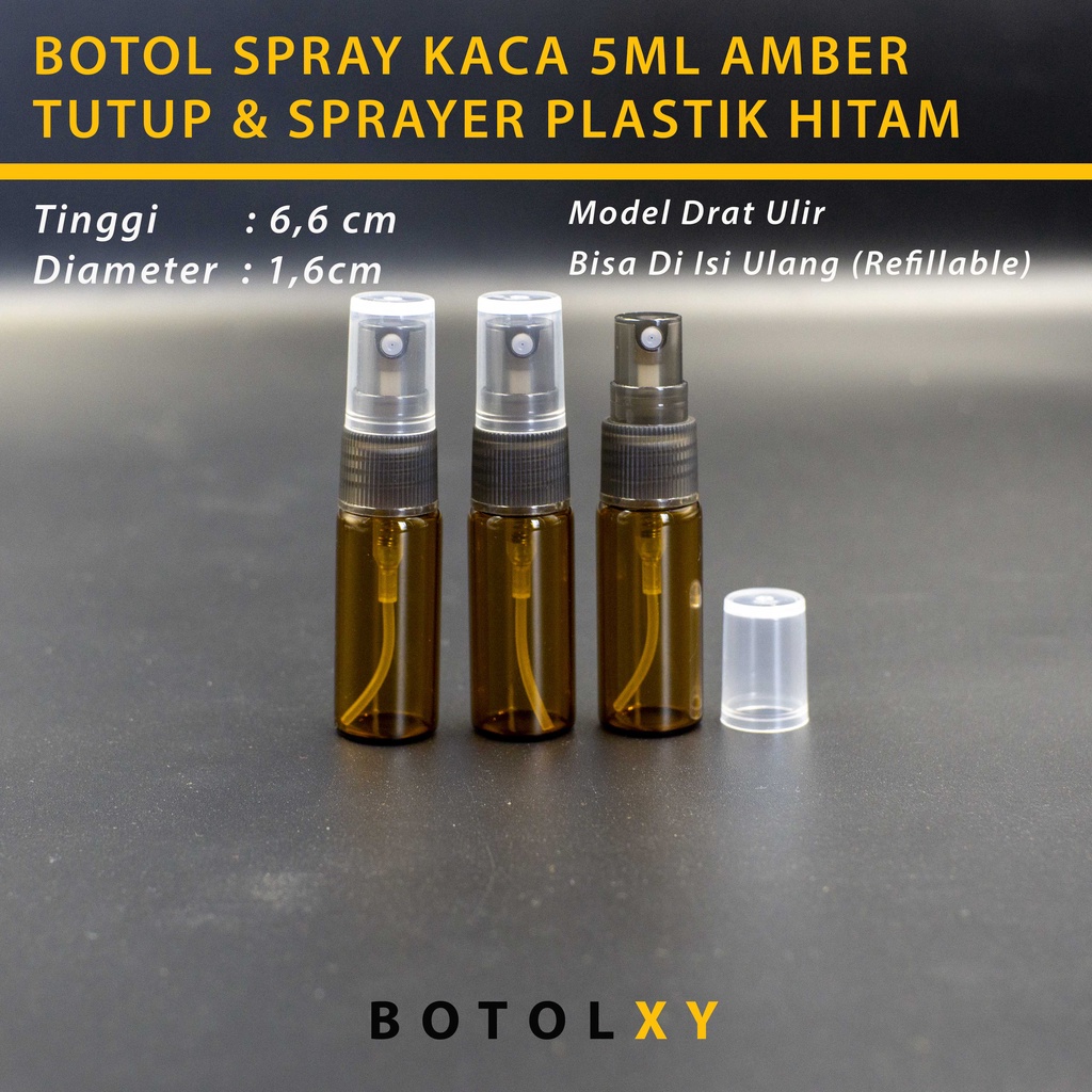 Jual Botol Spray 5ml Kaca Amber Coklat Gendut Lebar - Parfum Refill ...