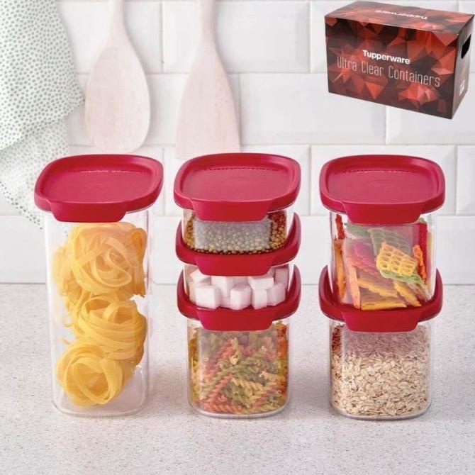 Jual Tupperware ultra clear container 6pcs free box toples set | Shopee ...