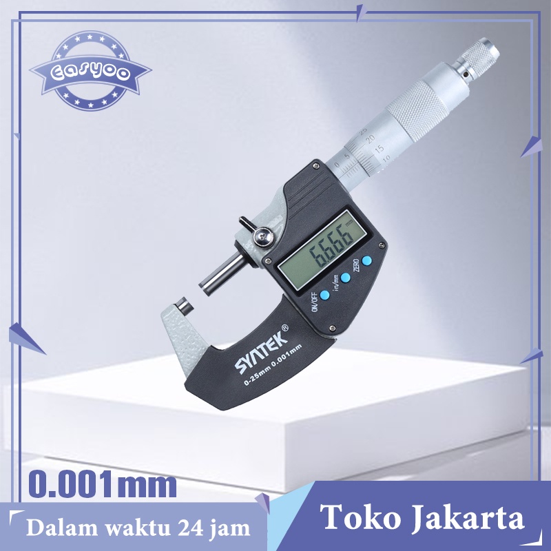 Jual 0.001mm Metric Syntek Micrometer 0-25mm Micro Meter 0 25 Digital ...