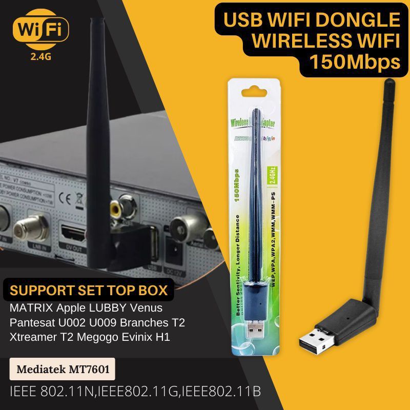 Jual MT7601 USB WIFI ADAPTOR 150MBPS USB DONGLE WIFI WITH ANTENA ...