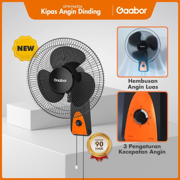 Jual GAABOR WALL FAN KIPAS ANGIN DINDING HITAM / GFW-N430A | Shopee ...