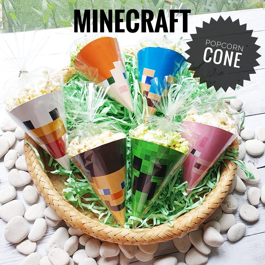 Jual Minecraft Popcorn Cone + Plastik Tempat Popcorn Label Souvenirs ...