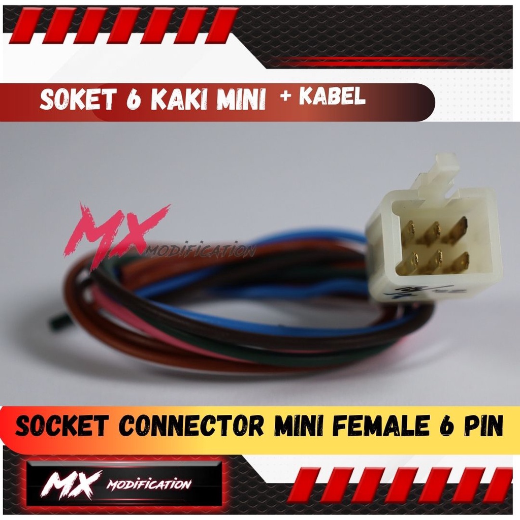 Jual SOKET 6 KAKI MINI BESERTA KABEL / SOCKET CONNECTOR MINI FEMALE 6 ...