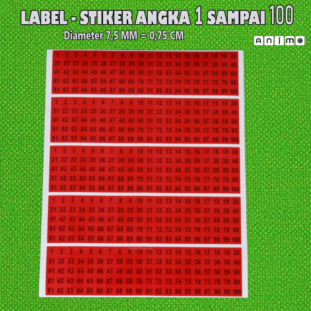 Jual LABEL - STIKER ANGKA WARNA 1 SD 100 - COLOR NUMBER STICKERS 1 UP ...