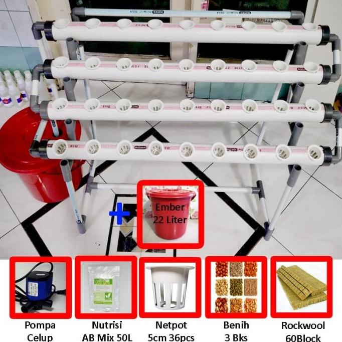 Jual +Ember Instalasi Modul Hidroponik Set Starter Kit Dft Pipa 2 Dim ...