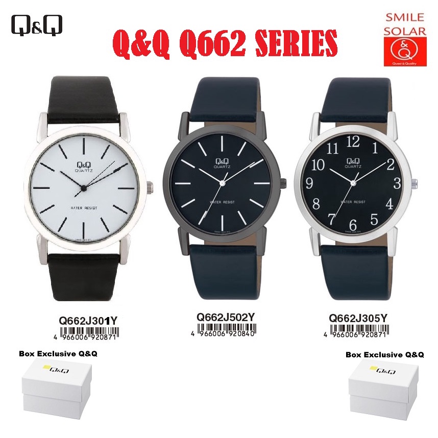 Jual Jam Tangan Pria Stylist Casual Kulit Leather Analog Original Q&Q QnQ QQ Q662 Q662J Series ...