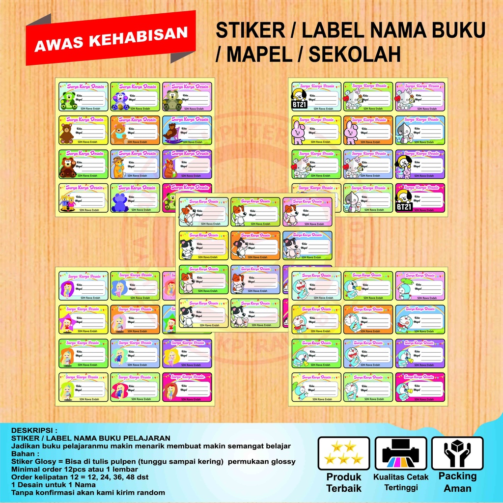Jual STIKER / LABEL NAMA BUKU / MAPEL /CUSTOM NAMA / MATA PELAJARAN ...