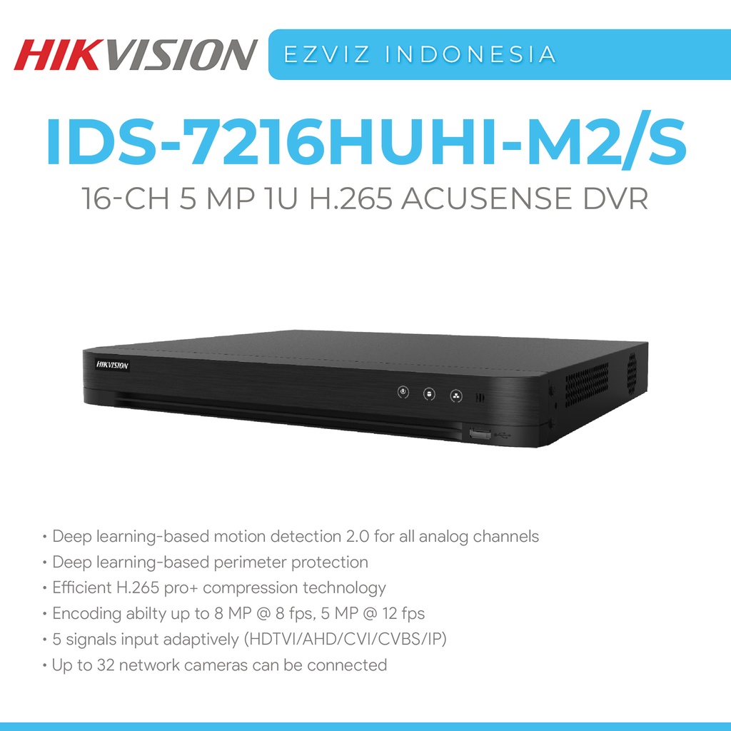 Jual HIKVISION iDS-7216HUHI-M2/S 16-CH 5 MP 1U H.265 ACUSENSE DVR ...