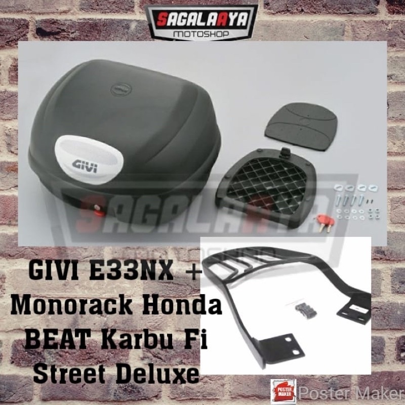 Jual Paket Box E33 NX E33NX Monorack Honda Beat Karbu Fi Street Deluxe ...