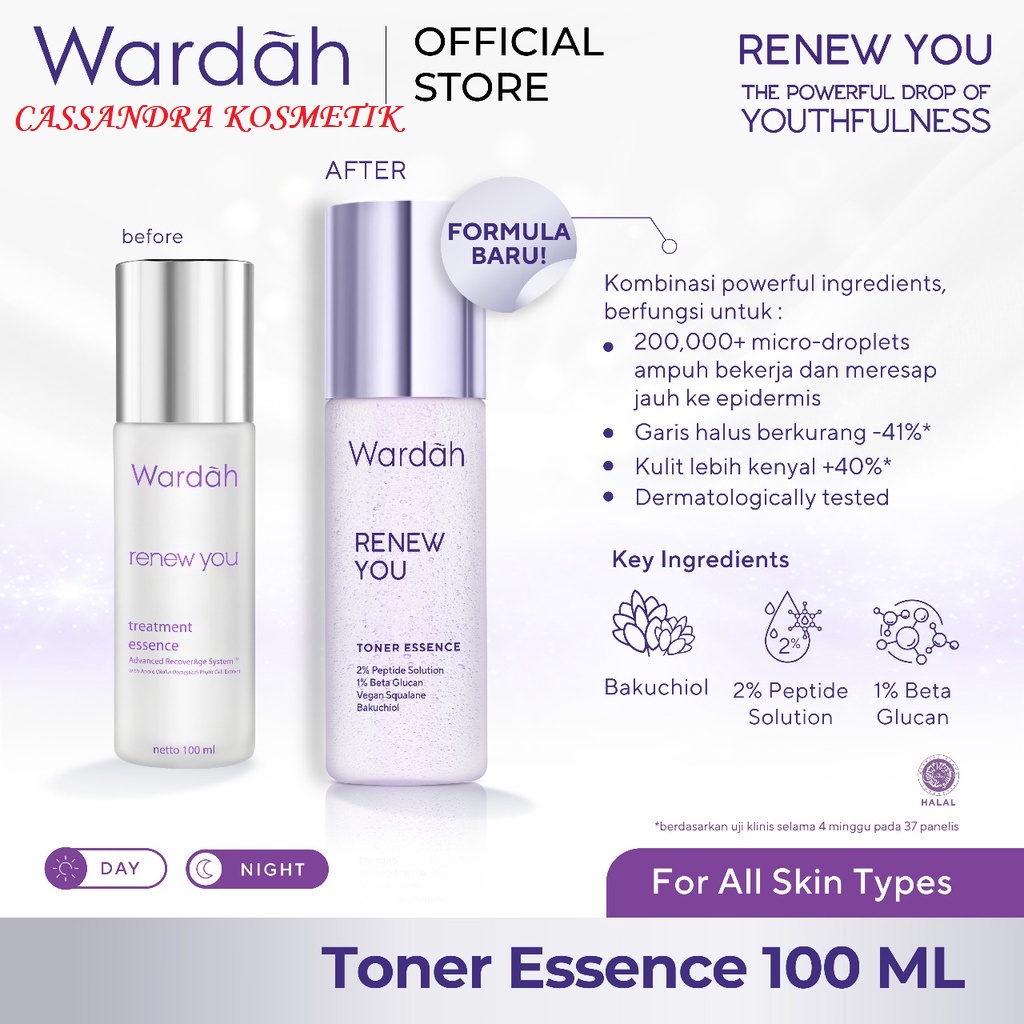 Jual WARDAH RENEW YOU TONER ESSENCE 50ML & 100ML (KEMASAN BARU ...