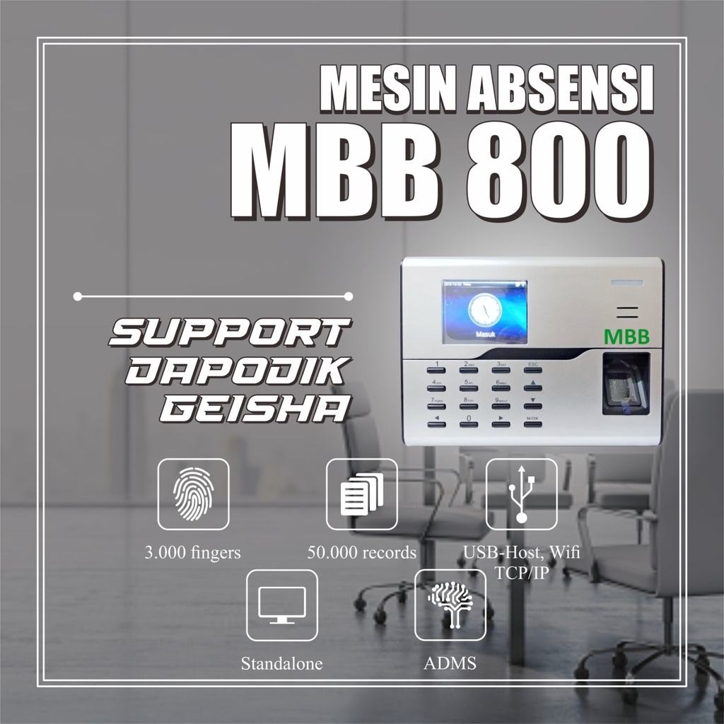Jual Fingerprint Mesin Absensi MBB 800 Absen Sidik Jari Kartu RFID SSR WIFI - ZKTeco | Shopee ...