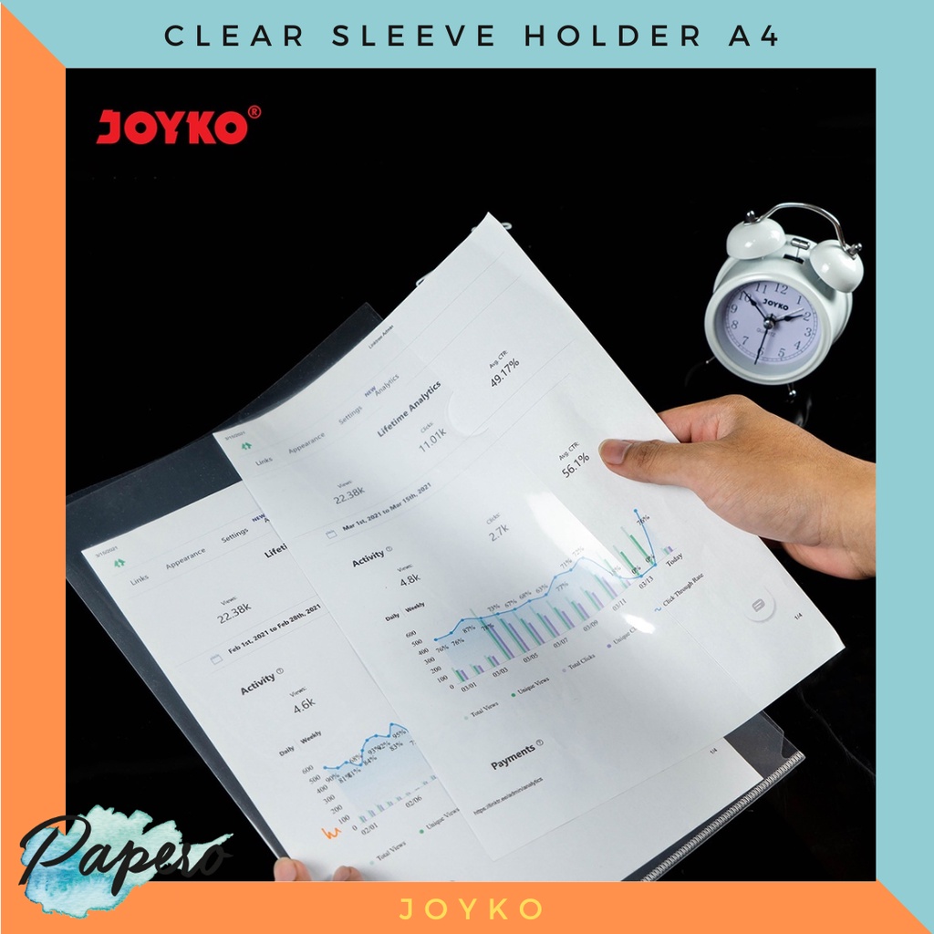 Jual Clear Sleeve Holder A4 / Map L Bening Transparan Joyko CS-10-A4 ...