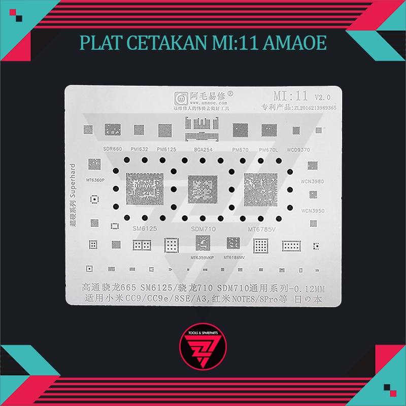 Jual Plat Cetakan MI:11 Amaoe / Plat MI11 Amaoe / Plat Cetakan set IC Xiaomi / Cetak Kaki IC ...