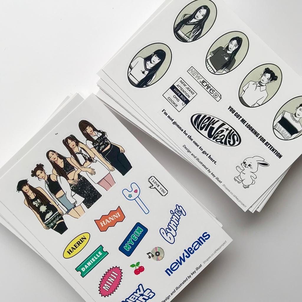 Jual NEW JEANS sticker sheet/ stiker kpop NWJNS/ stiker jurnal | Shopee ...