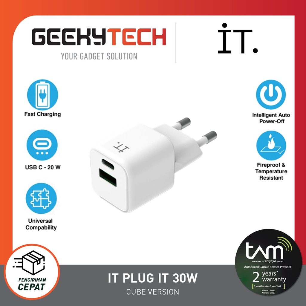 Jual IT Plug IT 30 Cube Wall Charger USB C 30W Fast Charging Kepala ...