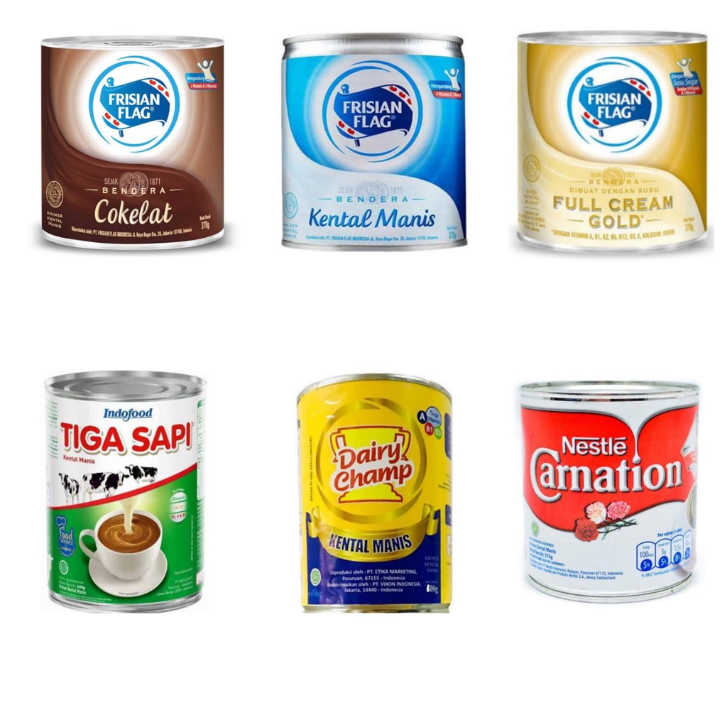 Jual Susu Bendera Kaleng Putih Coklat Gold 370 gr SKM, Carnation 365 ...