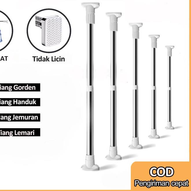 Jual ☋ Tiang hordeng fleksibel Tiang Jemuran Baju Gantungan Rak Dinding ...